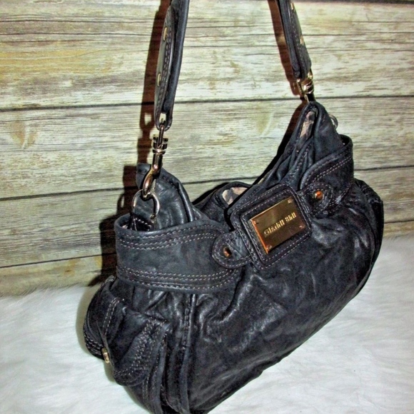 Gianni Bini | Bags | Gianni Bini Black Leather Shoulder Bag Hobo Tote ...